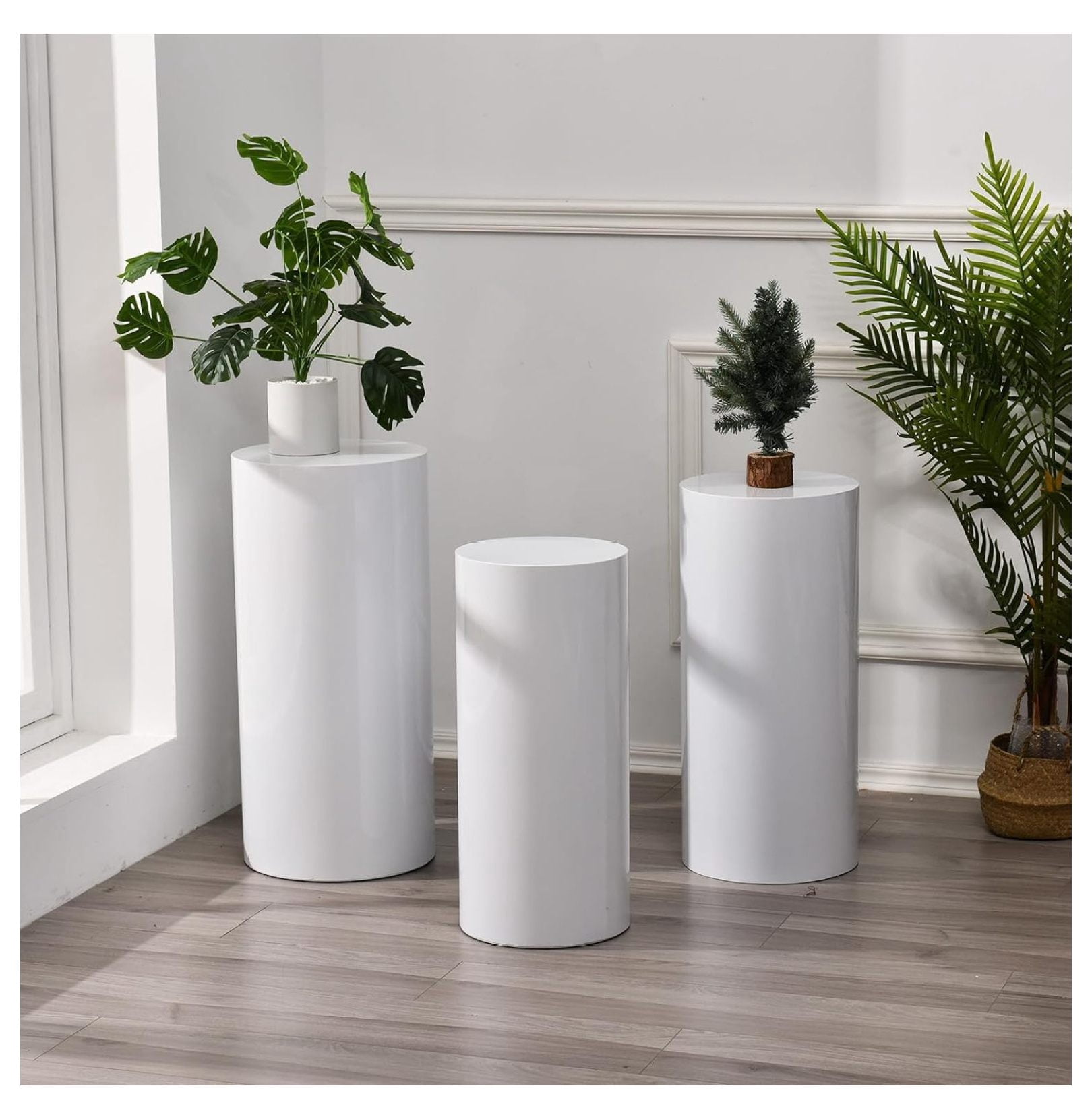 Metal Cylinder Pedestal Stands for Party,Set of 3 Decorative Cylinder ...