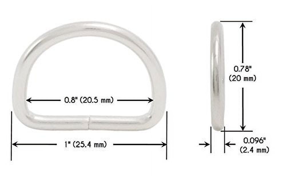 Metal D Ring 1 inch (3/4" Inside Dimension) Non Welded Nickel Plated ...