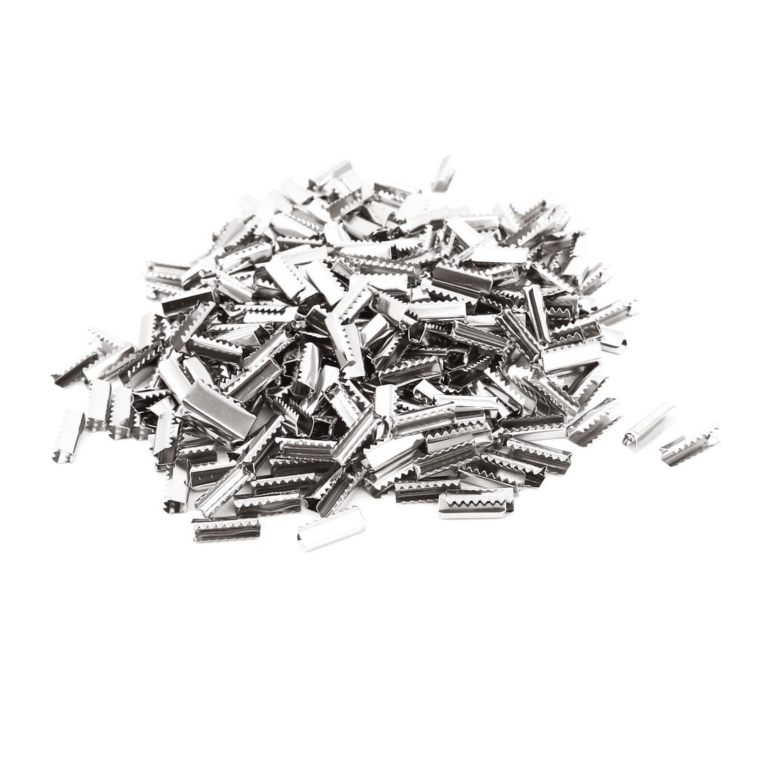 Metal DIY Ribbon Cord Clamp Ends Crimp Clip Beads Connector Silver Tone ...