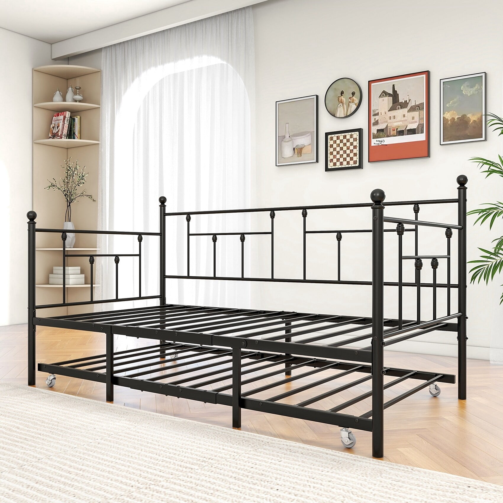 Metal Daybed Frame Twin Size Platform with trundle - Walmart.com