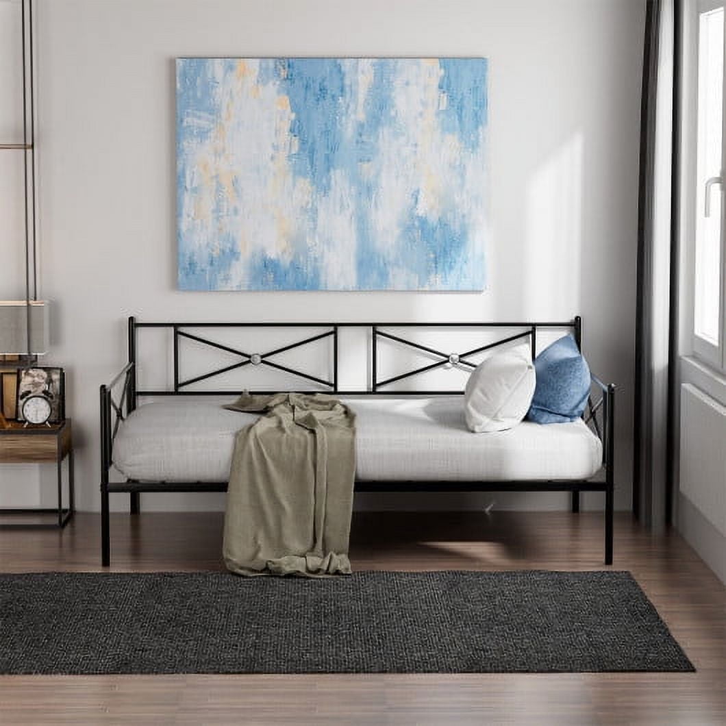 Metal Daybed Twin Bed Frame Stable Steel Slats Sofa Bed-Black - Walmart.com