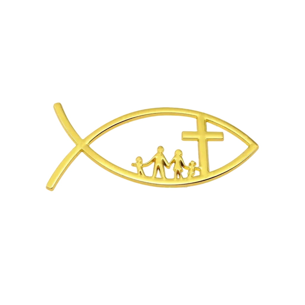 Metal Decal Automotive Fish Badge Christian Fish Emblems Sticker ...