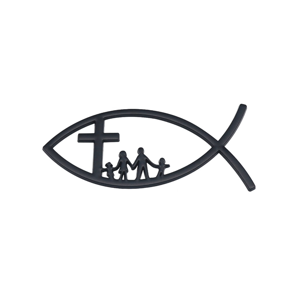 Metal Decal Automotive Fish Badge Christian Fish Emblems Sticker ...