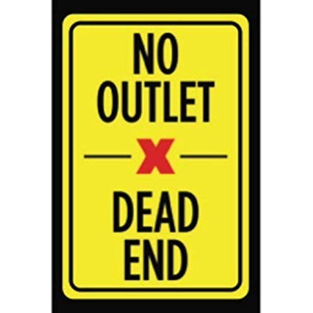 Metal Deco Sign Metal No Outlet Dead End Print Yellow Black Red Picture ...