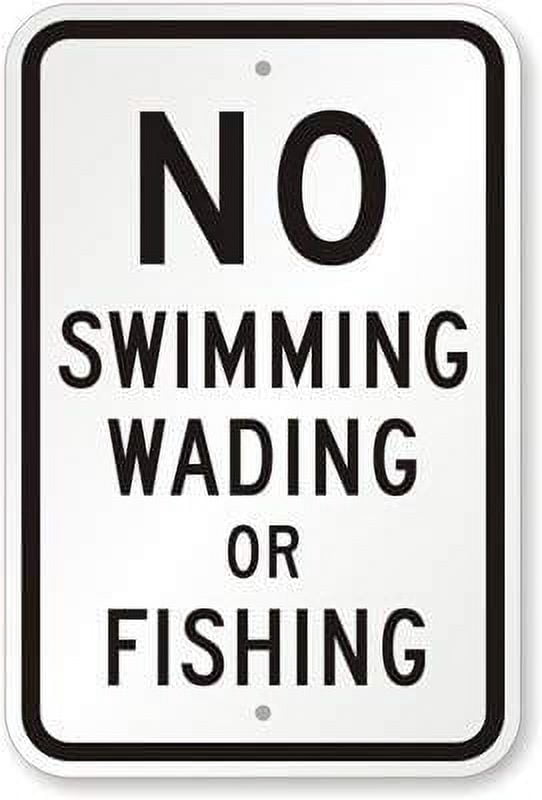 Metal Deco Sign No Swimming Wading Or Fishing Sign, Funny Yard ...