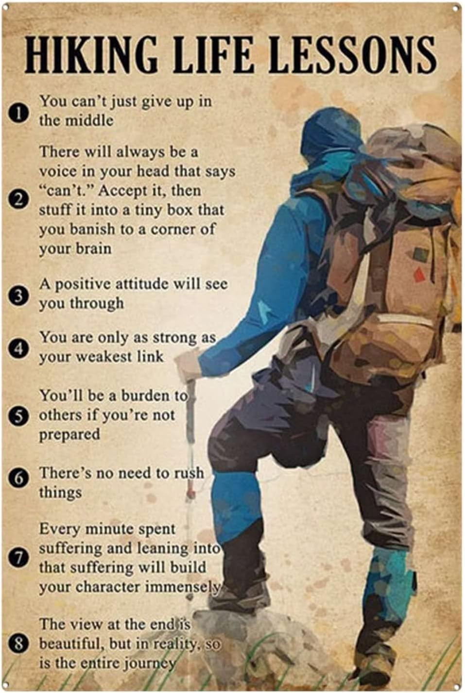 Metal Decor for Outside Funny Hiking Life Lessons Signs Vintage Hiking ...