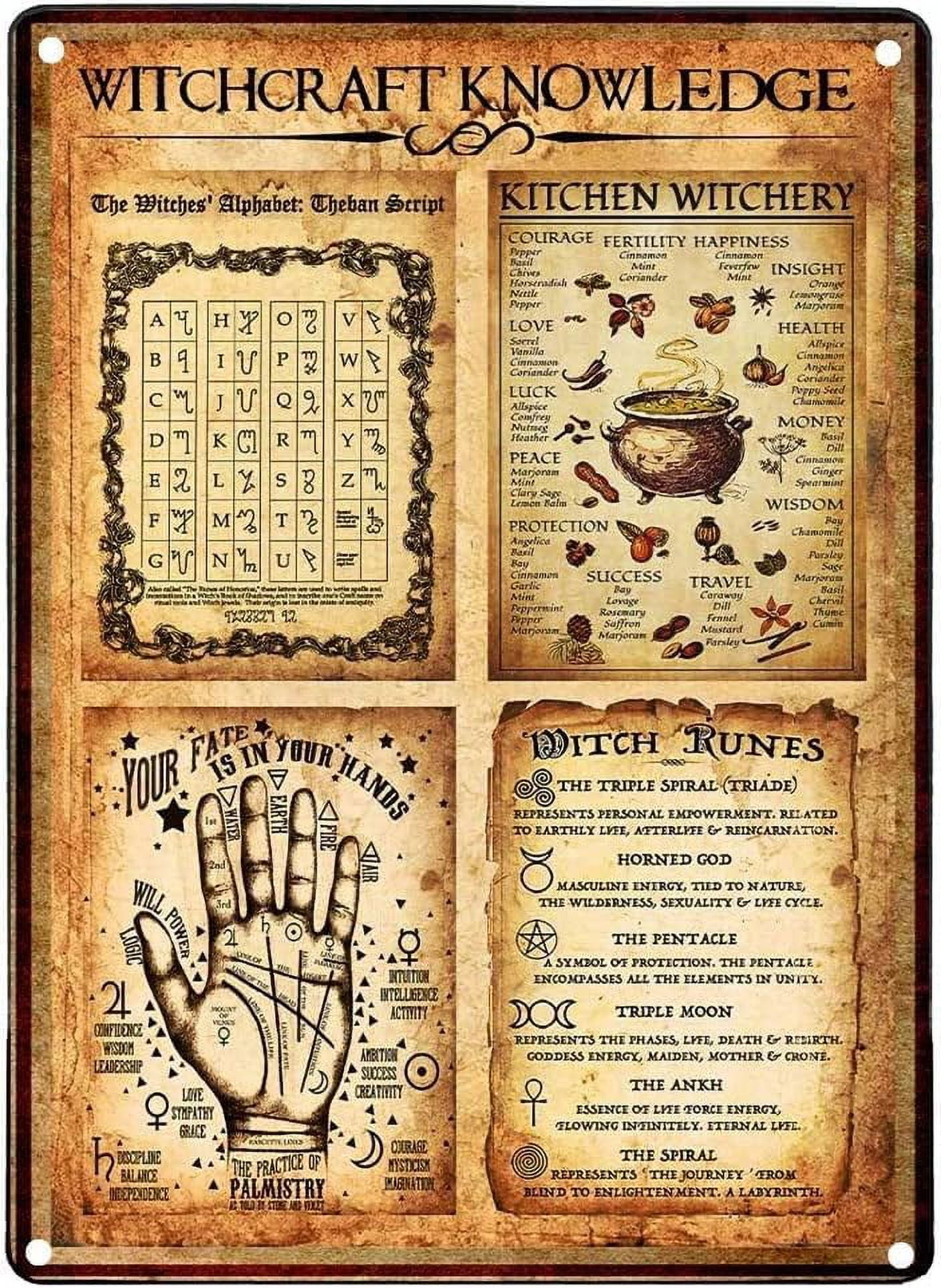 Metal Decor Signs Witch Metal Sign Witchcraft Knowledge Kitchen ...
