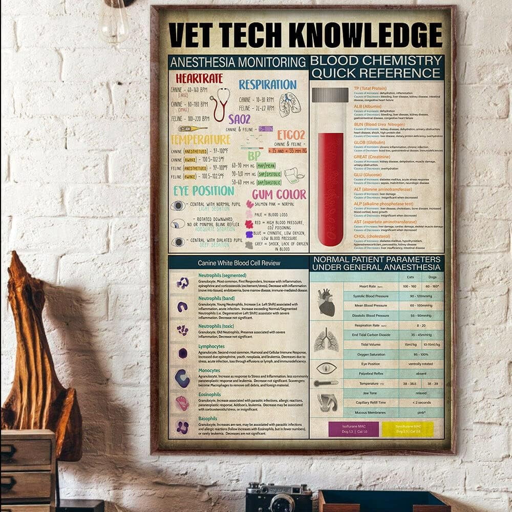 Metal Decor for Table Vintage Metal Tin Sign Vet Tech Knowledge Poster ...