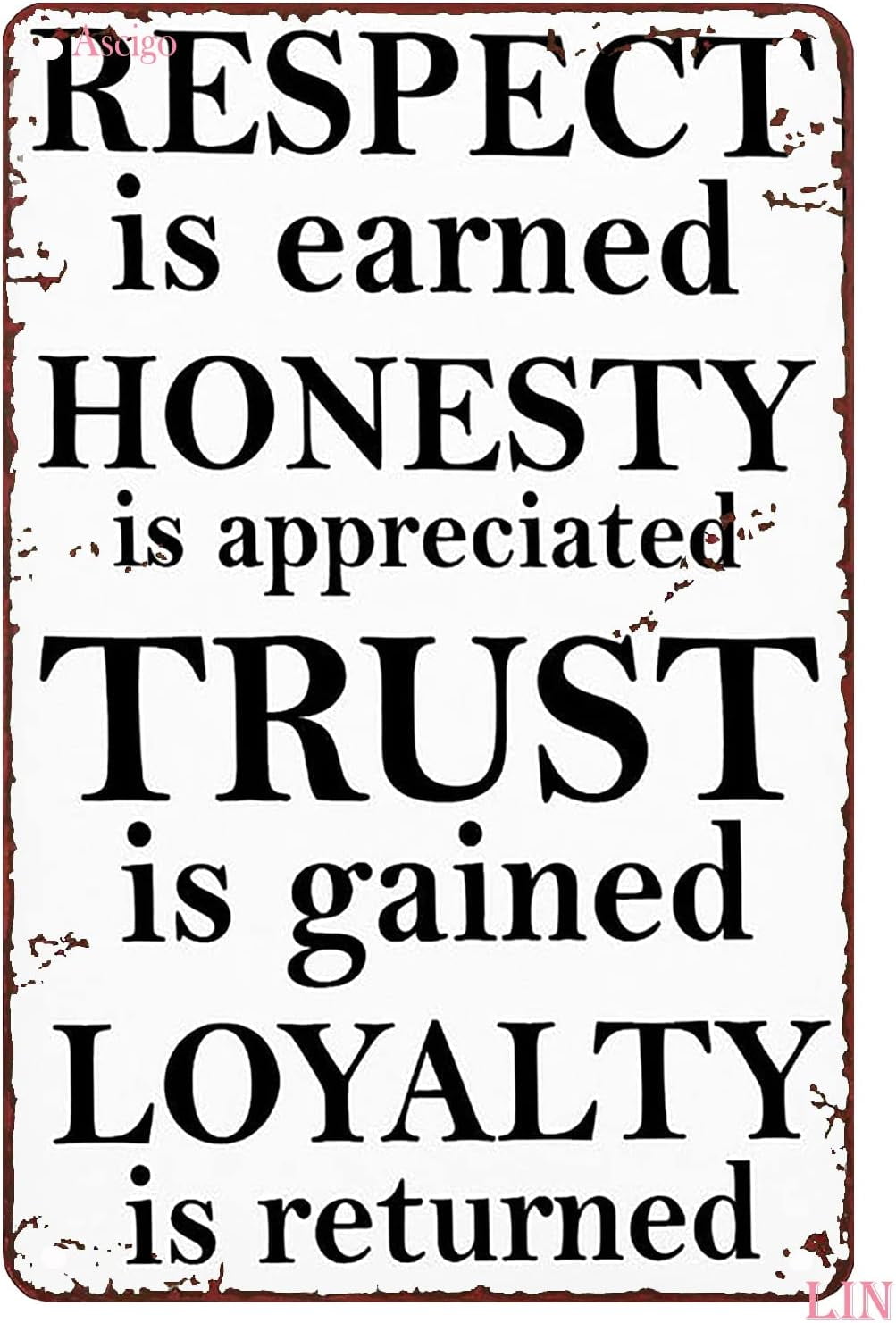 Metal Decor Wall Art Office Decorations Bathroom Respect is Earned ...