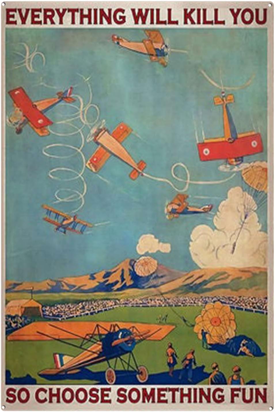 Metal Decoration for Living Room Funny Airplane Everything Will Kill ...