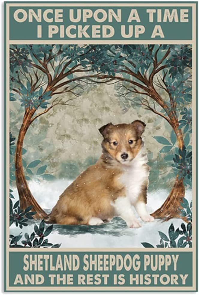 Metal Decorations for Outside Funny Shetland Sheepdog Puppy Metal Tin ...