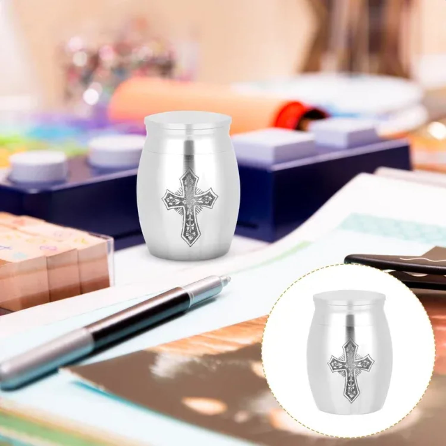 Metal Decorative Cross Cremation Urn for Human Ashes Keepsake Memorial ...