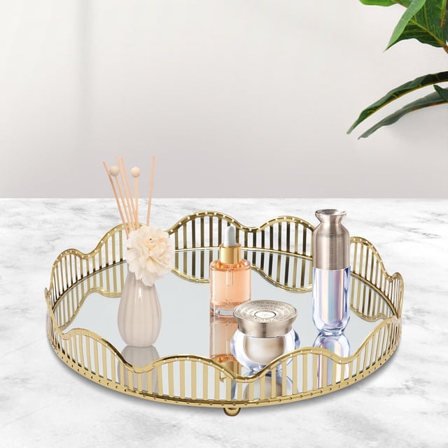 Metal Decorative Gold Mirror Tray Perfume Tray Mirror Vanity Tray ...