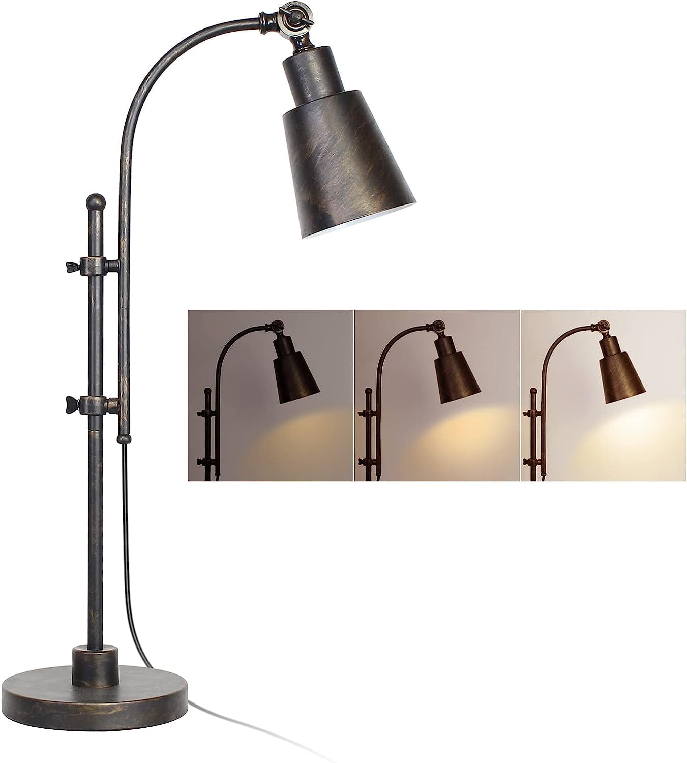 Metal Desk Lamp Rustic Task Lamp Black Adjustable, Industrial Style ...