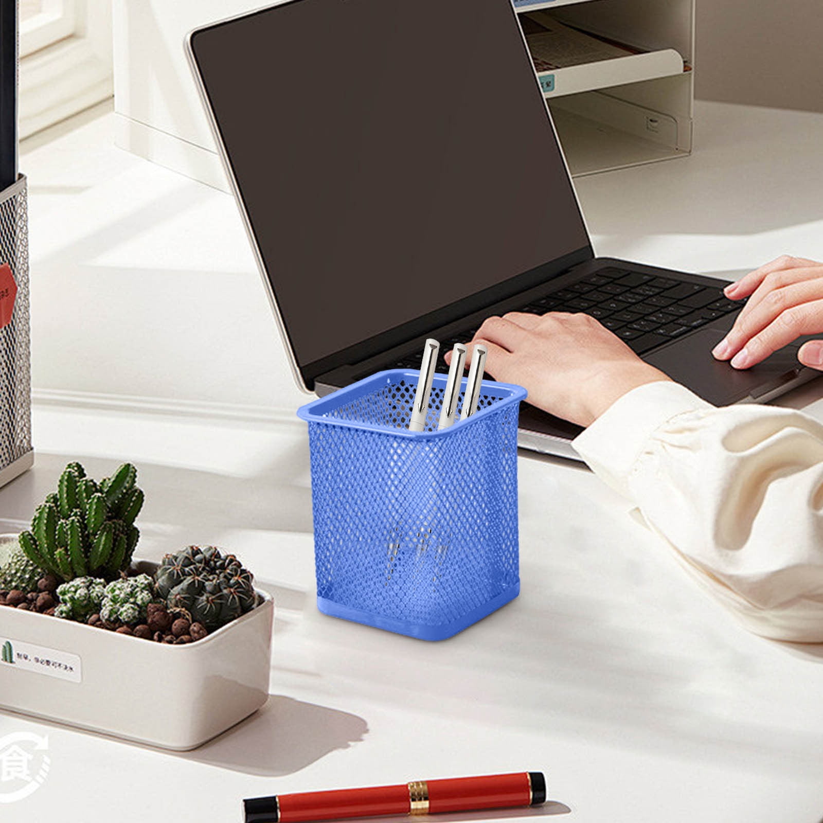 Metal Desk Pen Organizer, Mesh Pencil Storage, 10 Slot Capacity ...