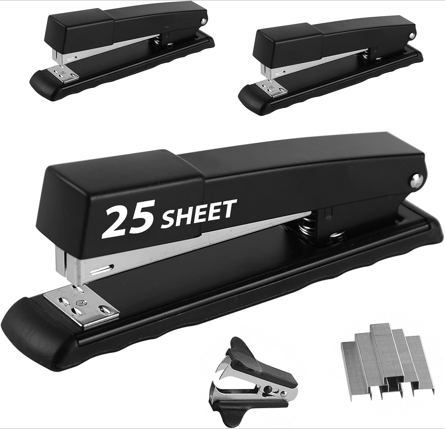 Metal Desktop Stapler - 25 Sheet Capacity, Heavy Duty, Black, with 2000 ...