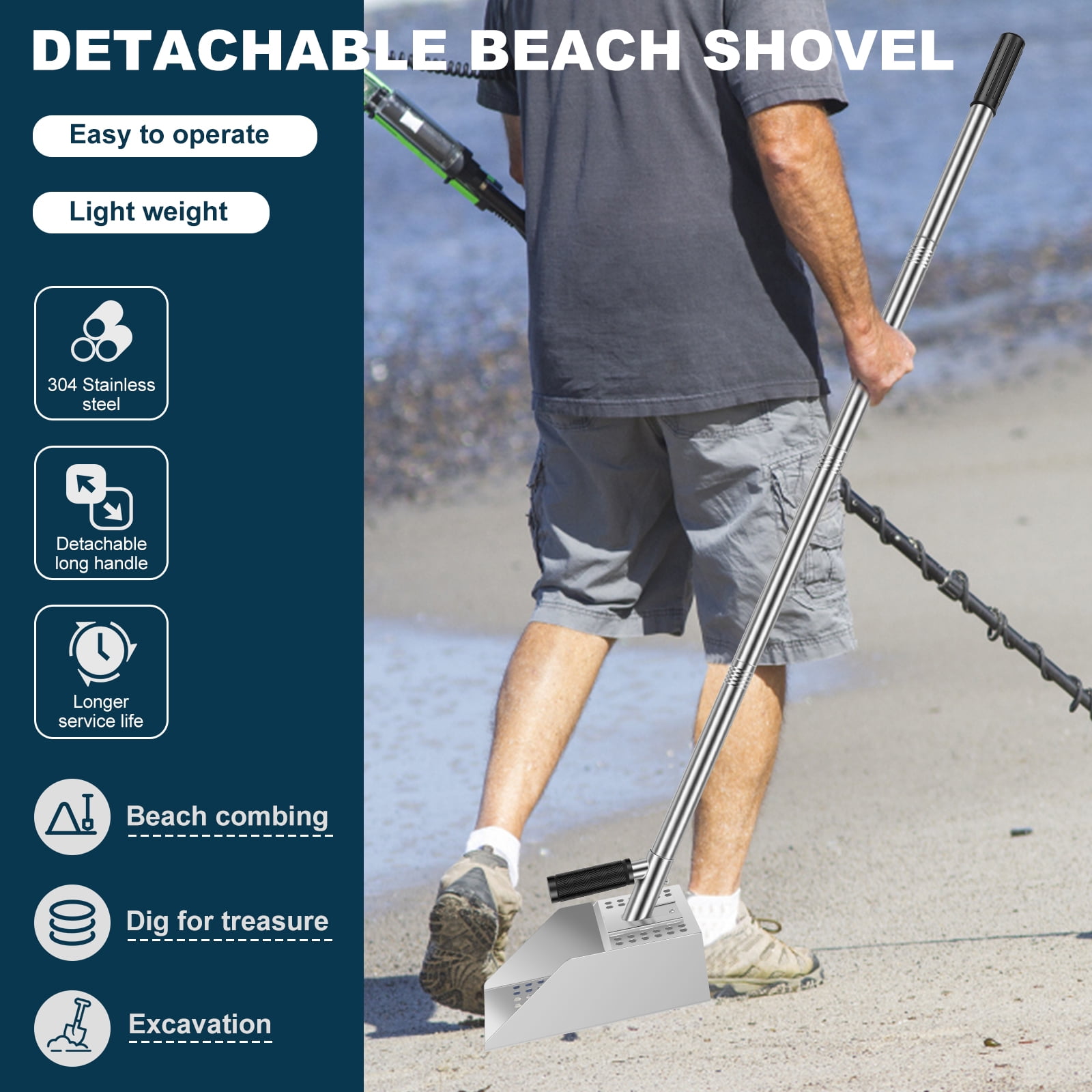 Metal Detecting Scoop Practical Long Handle Sand Scoop with Comfortable ...