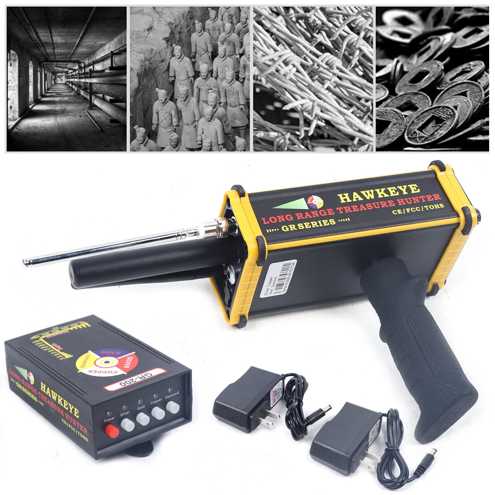 Metal Detector 100m Long Range Gold Silver Gem Diamond Treasure ...