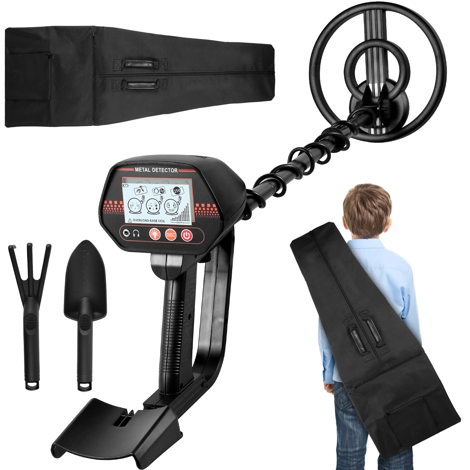 Metal Detector IP68 Waterproof Kids Metal Detecting Tool Kit 30-42inch ...