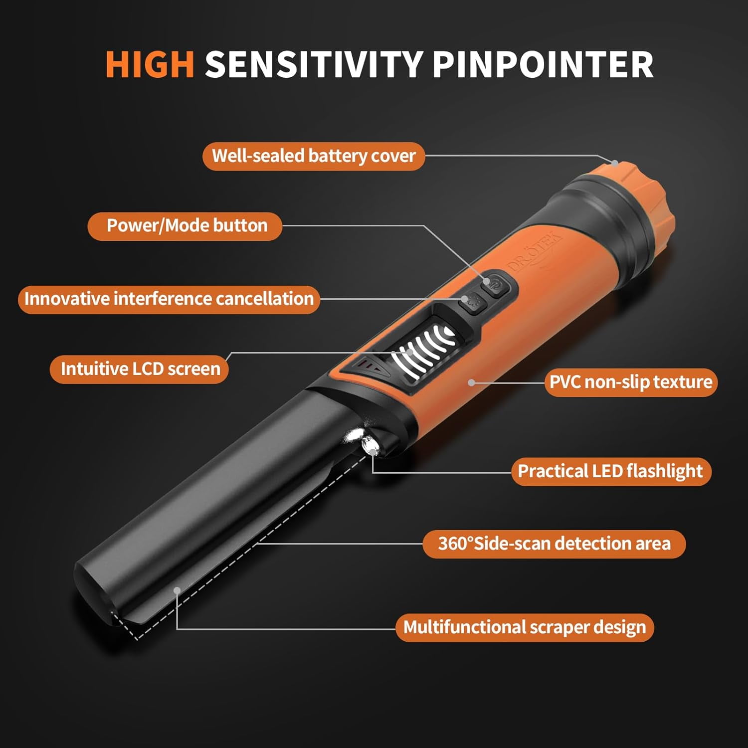 Metal Detector Pinpointer for Adults & Kids, Handheld Pin Pointer Wand ...