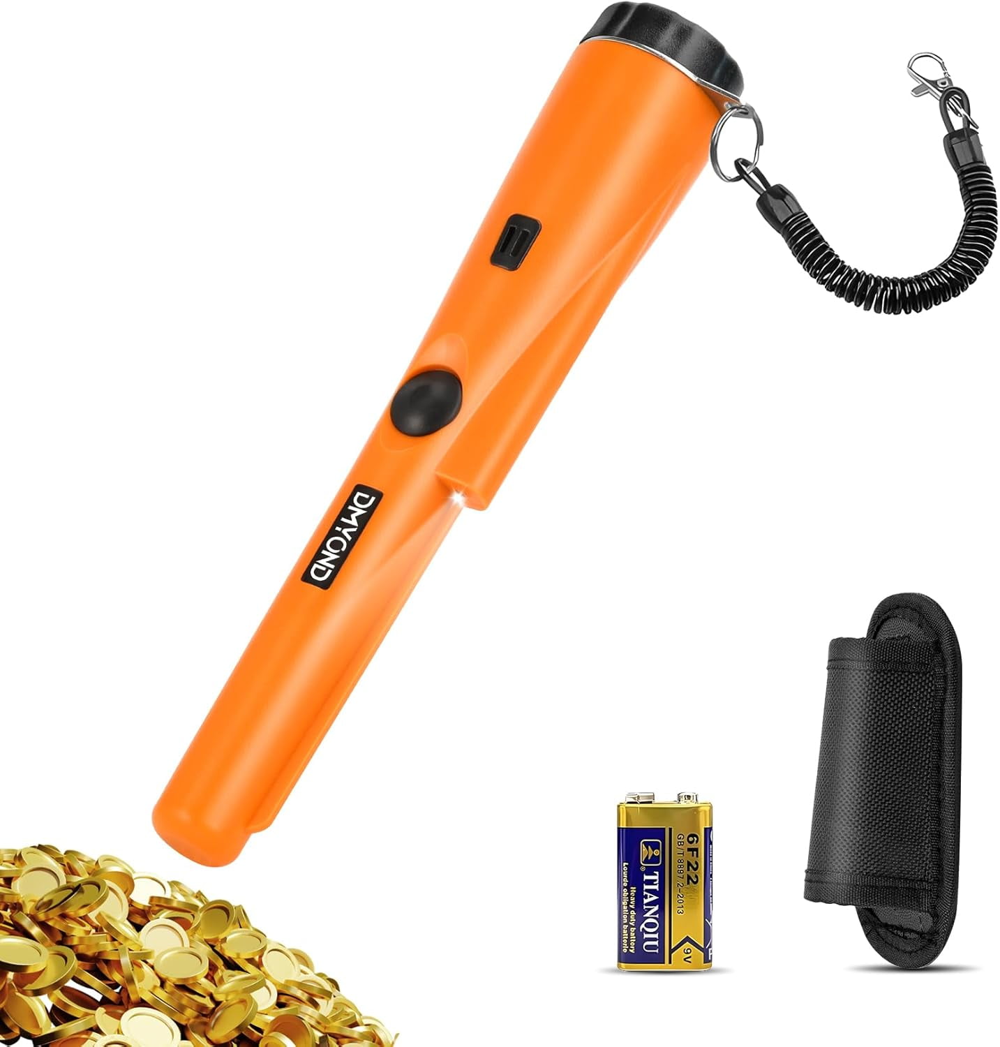 Metal Detector Pinpointer – Waterproof Handheld Probe with 9V Battery ...
