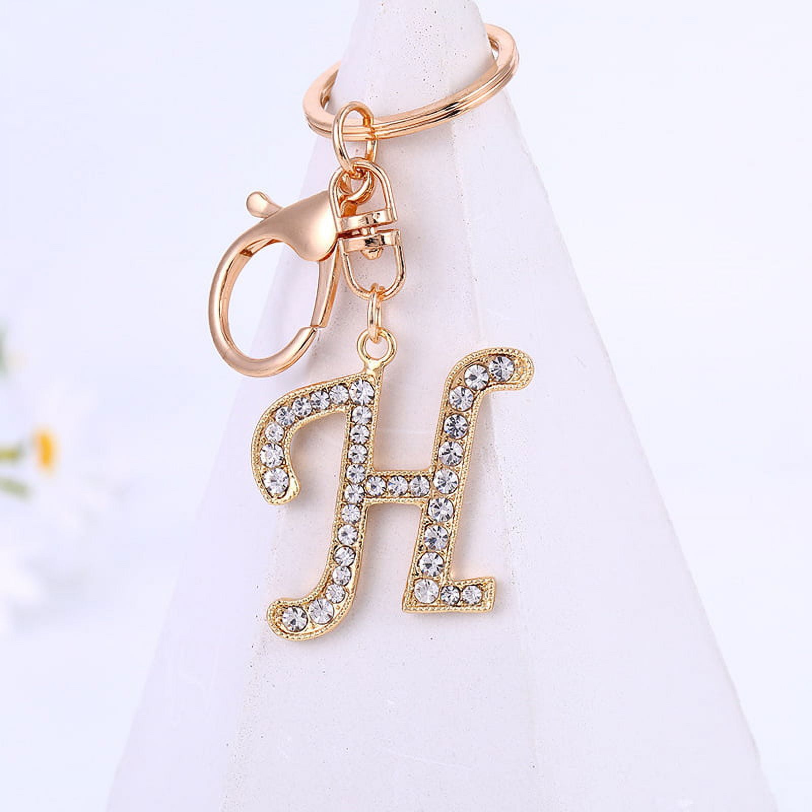 Metal Diamond Handsome Font 26 English Letter Keychain Key Accessories ...