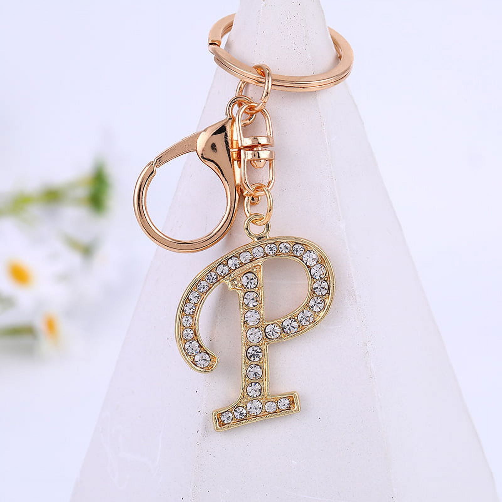 Metal Diamond Handsome Font 26 English Letter Keychain Key Accessories ...