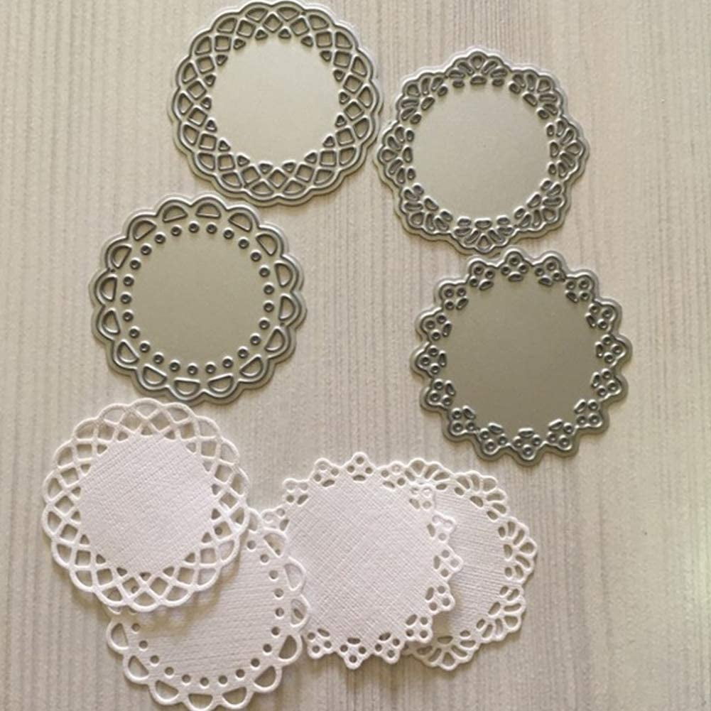 Metal Die Cuts Set Ilude 4 Differt Patterns Round Lace Flower Border ...