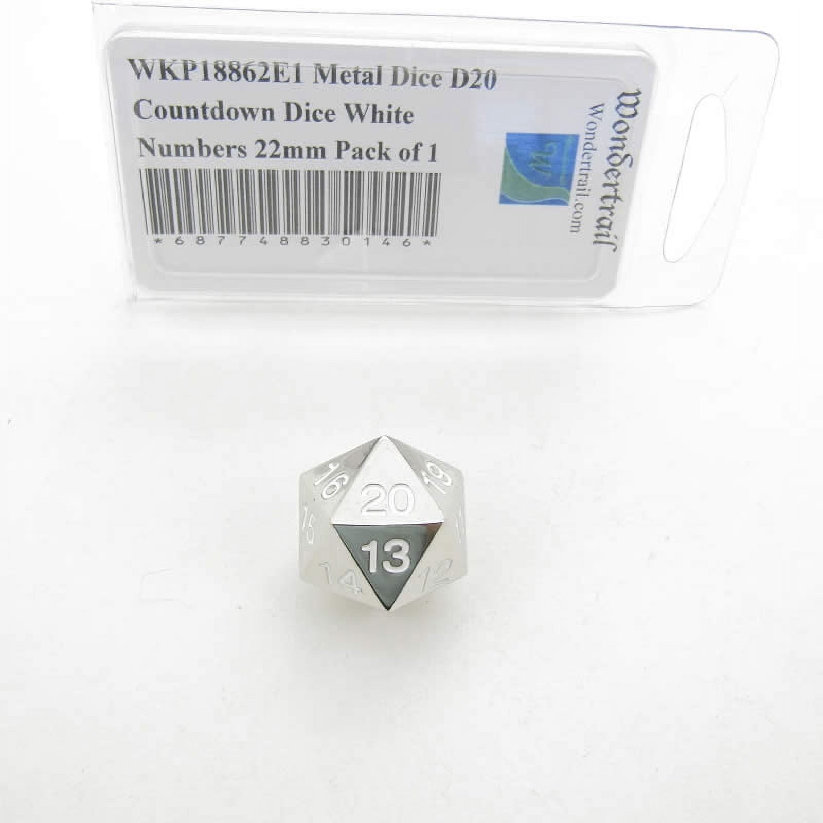 Metal Die D20 Countdown Die with White Numbers 22mm (7/8in) Pack of 1 ...