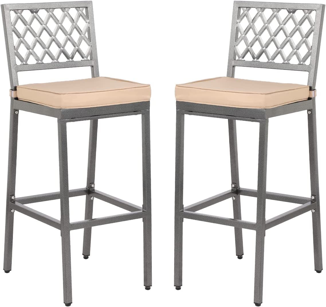 Metal Dining Bar Stools, Outdoor Bar Height Stool, Indoor Outdoor ...