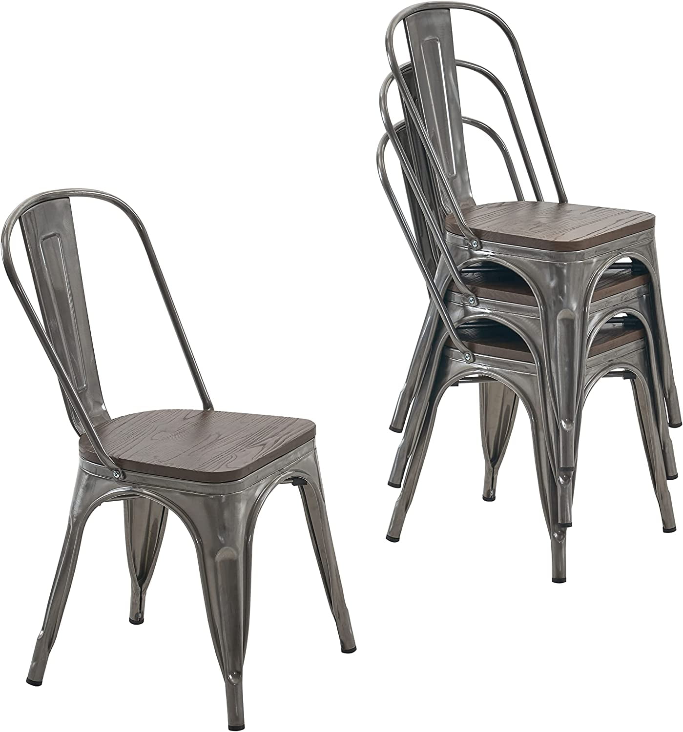 Metal Dining Chair Farmhouse Tolix Style for Kitchen Dining Room Patio ...