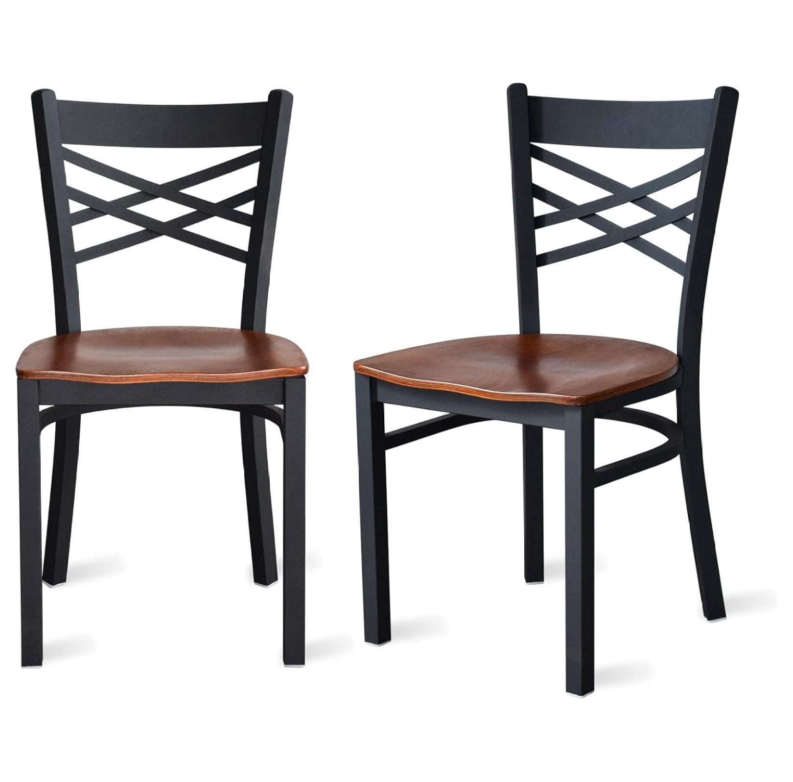 Metal Dining Chair Set of 2, Robust Metal Dining Chairs with X-Design ...