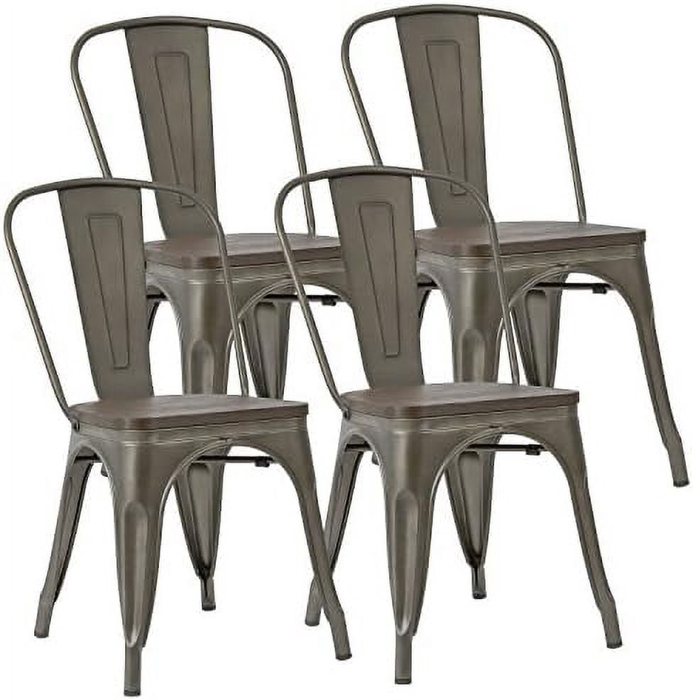 Metal Dining Chair Stackable Industrial Vintage Kitchen Chairs Indoor ...