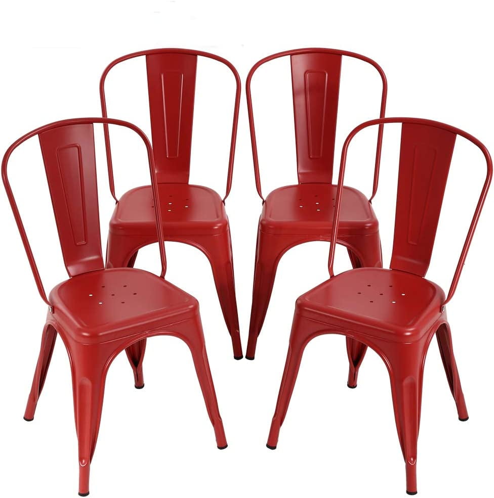Metal Dining Chairs Indoor-Outdoor Stackable Chic Restaurant Bistro ...