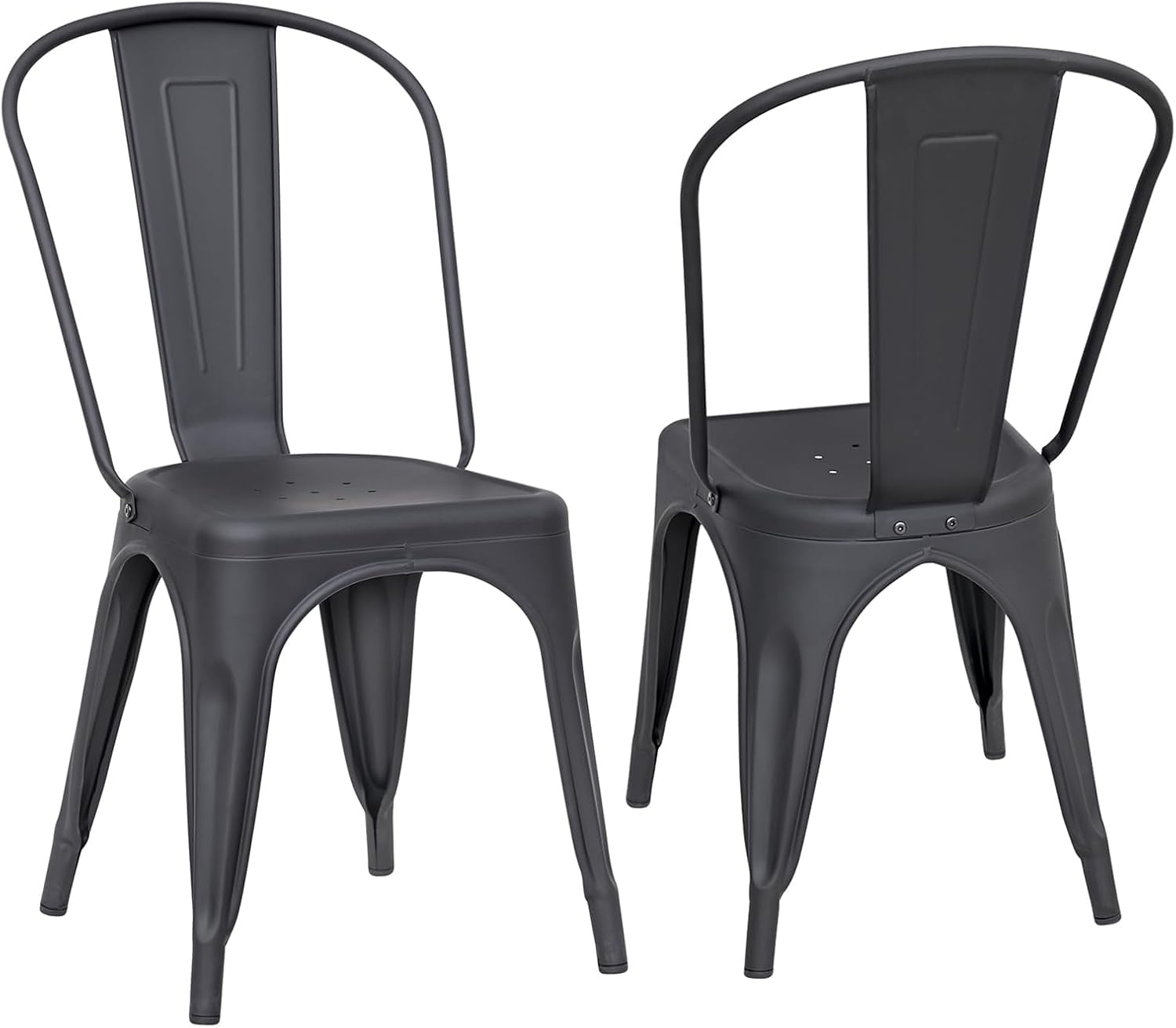 Metal Dining Chairs Set of 4 BlackGold Farmhouse Stacking Kitchen ...