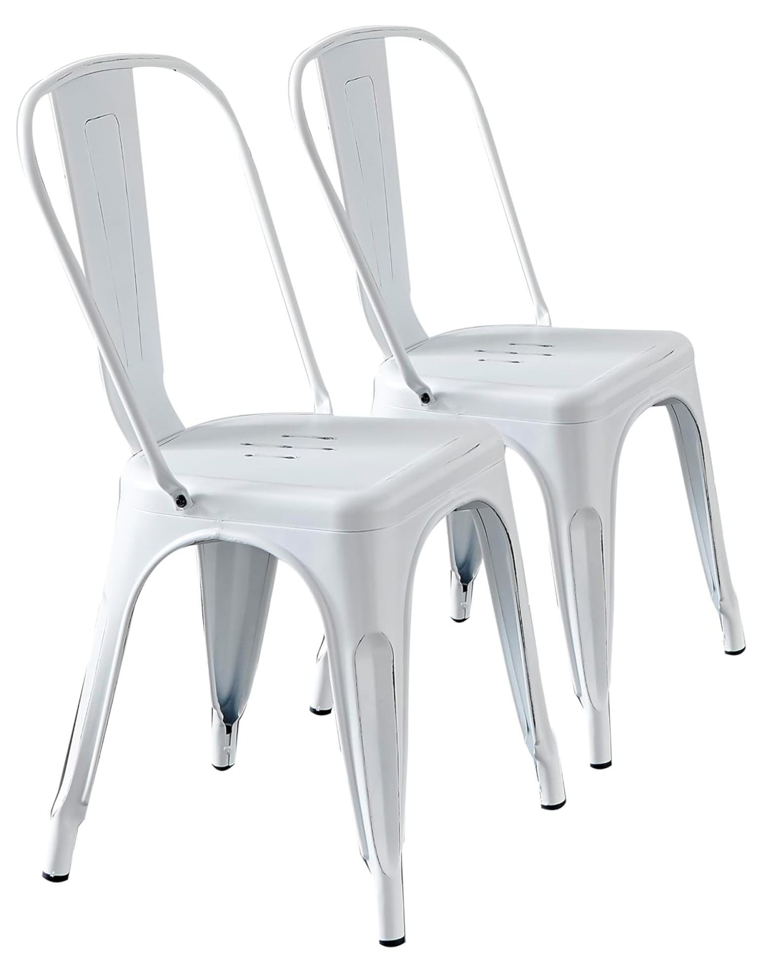 Metal Dining Chairs Set of 2 Iron Industrial Stackable Bistro Cafe ...