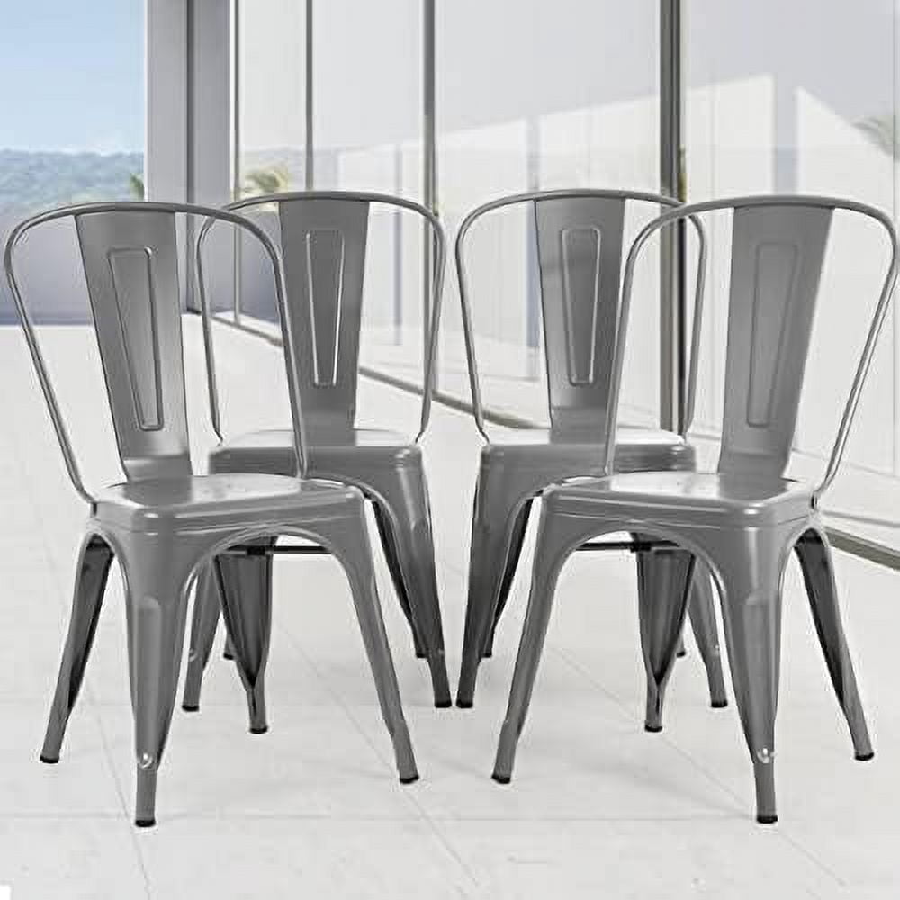Metal Dining Chairs Set of 4 - , Restaurant, Indoor Outdoor Tolix Style ...