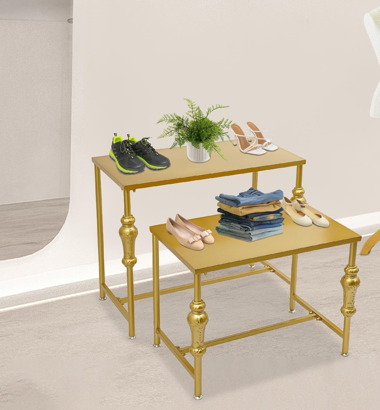 Metal Display Nesting Tables, 2 Piece Set Boutique Nesting Tables with ...