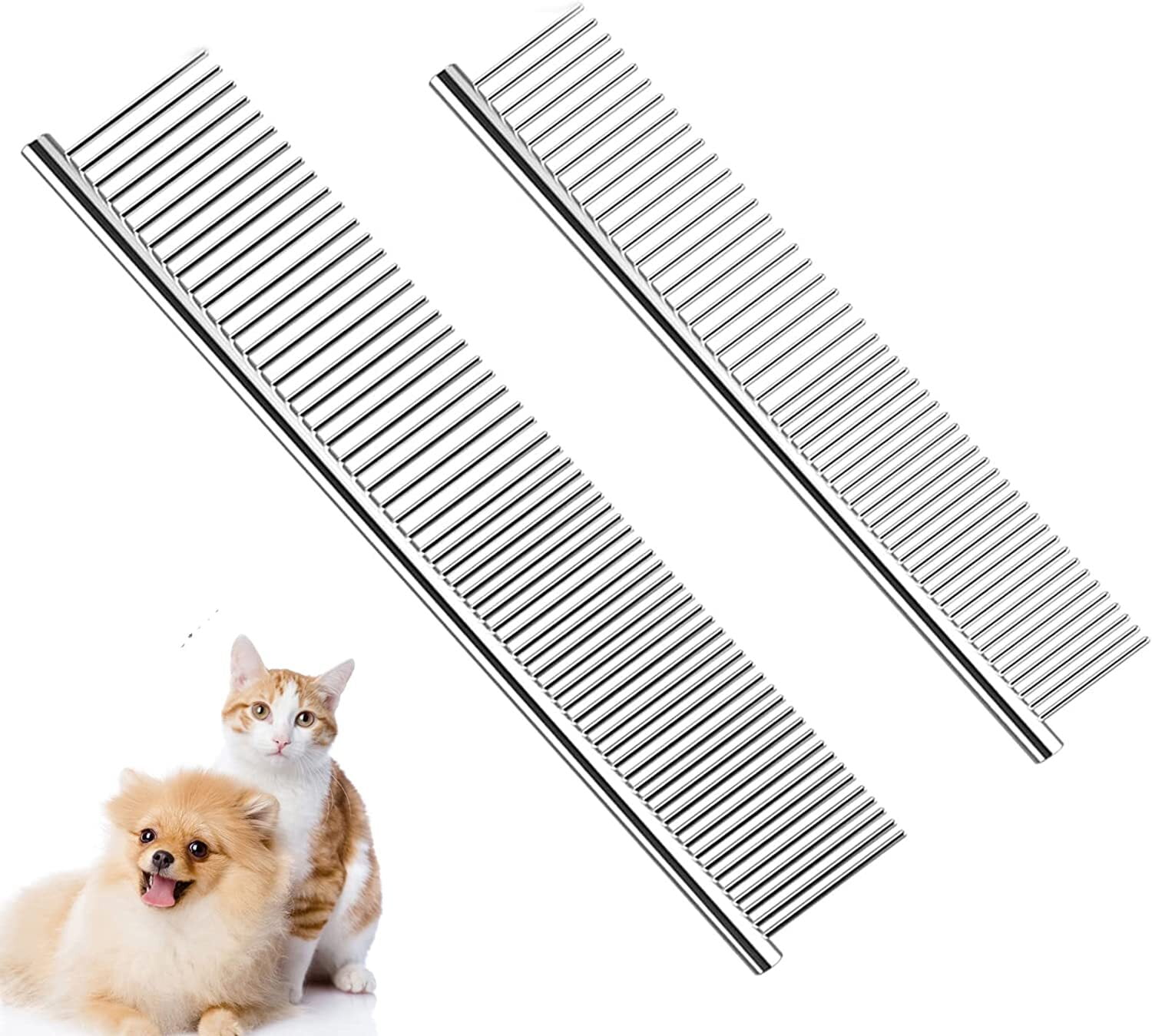 Wattne Metal Dog Comb, 7.4 and 64 Inch Stainless Steel Grooming Comb ...