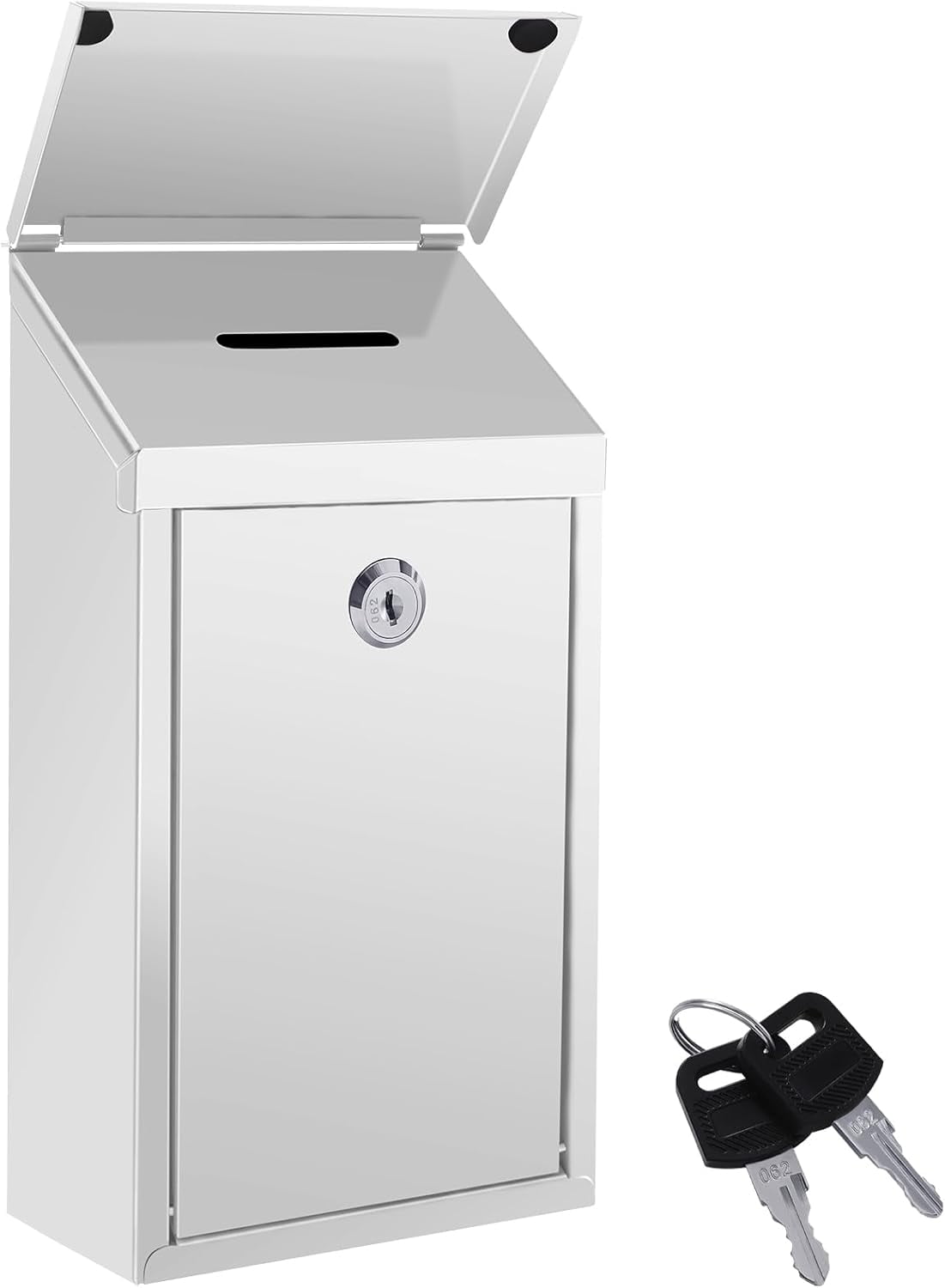 Metal Donation Box Locking Suggestion Box with Slot and Lock with Key ...