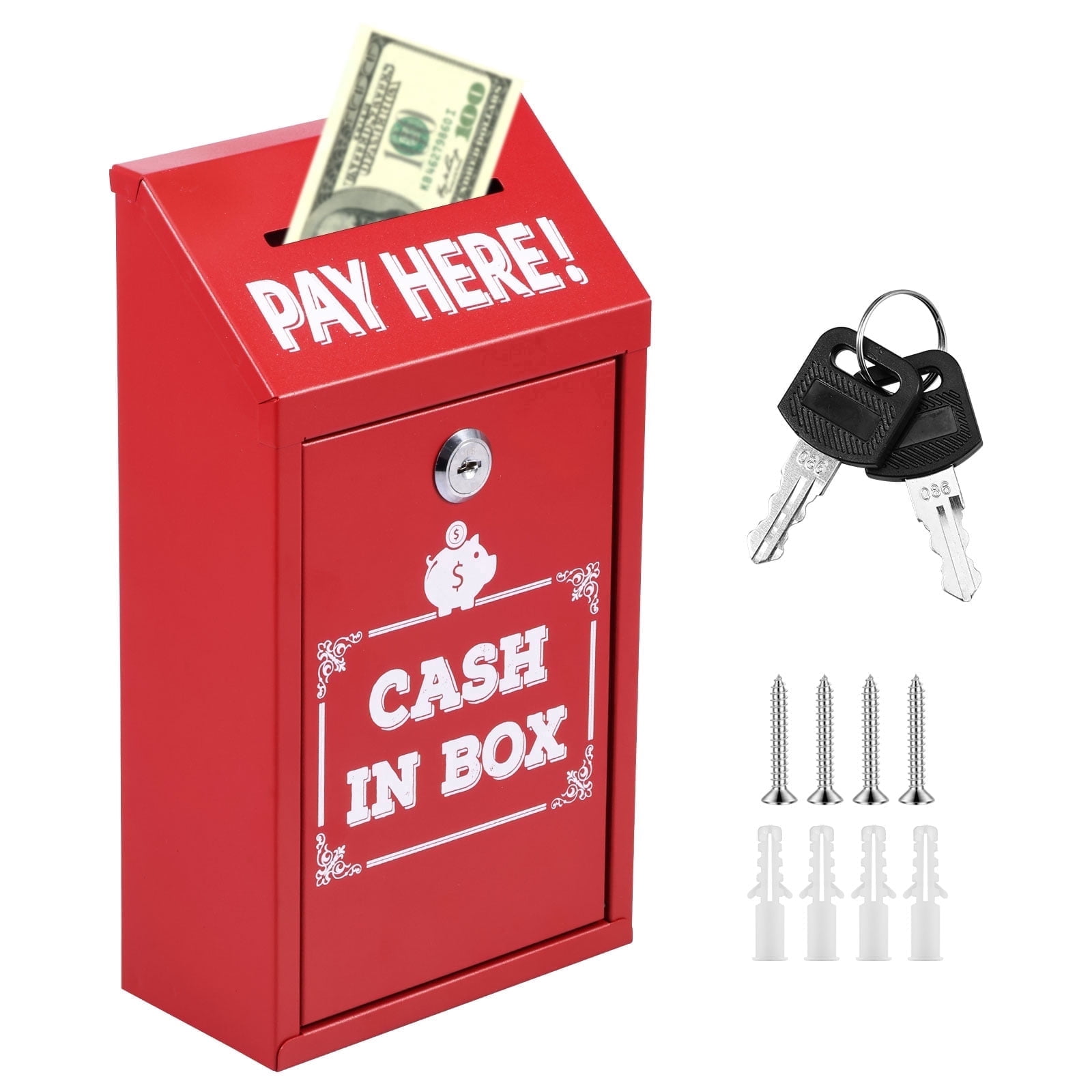 Adifare Metal Donation Box with Key Lock Rustproof Cash Drop Box with ...