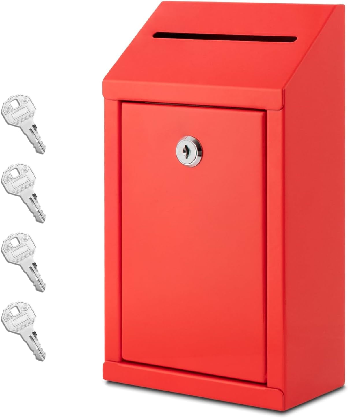 Metal Donation Box with Lock, Wall Mounted, Suggestion Box with 4 Iron ...