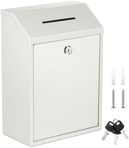Metal Donation Cash Box Collection Safe Suggestion Box with Lock Wall ...
