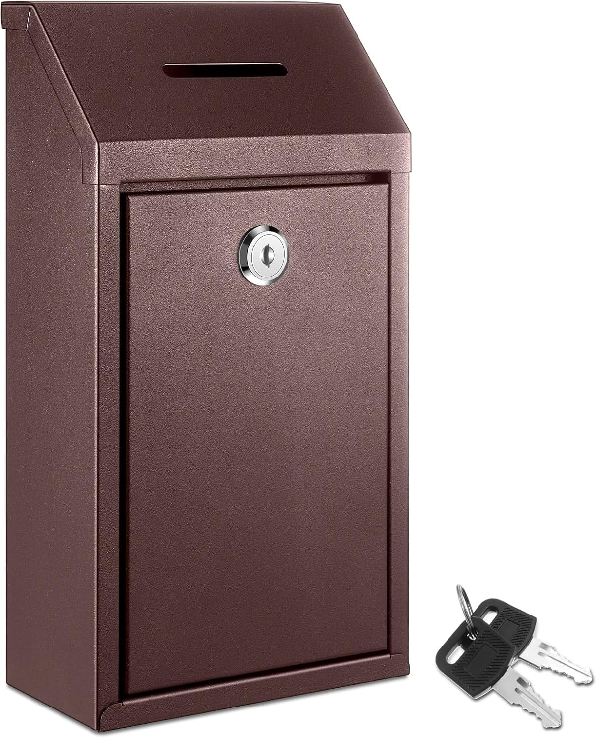 Metal Donation Cash Box Collection Safe Suggestion Box with Lock Wall ...
