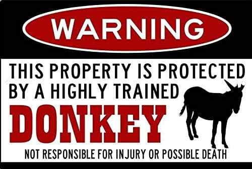 Metal Donkey Warning Sign Funny Metal Farm Sign Poster Metal Sign ...