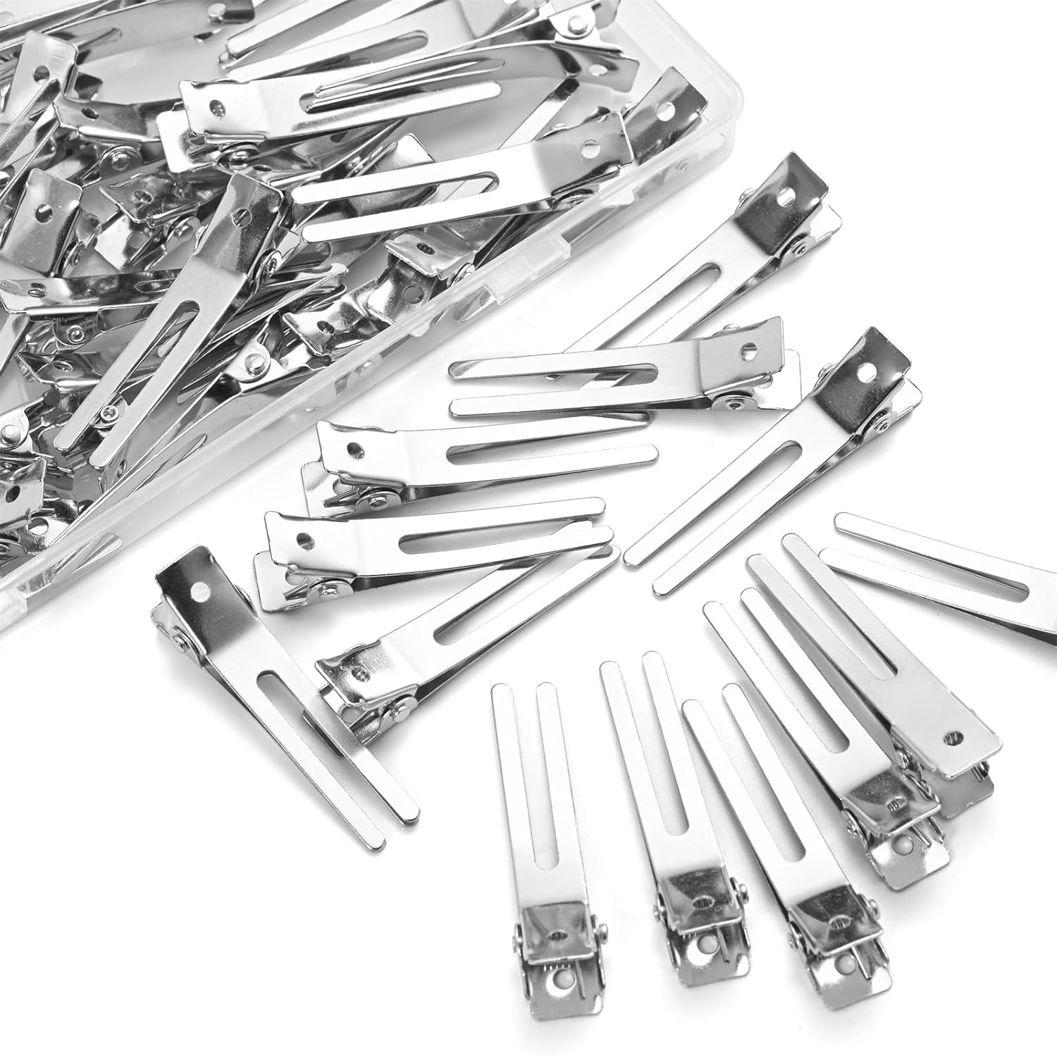 Metal Double Prong Pin Curl Hair Clips for Styling Sectioning, Silver ...