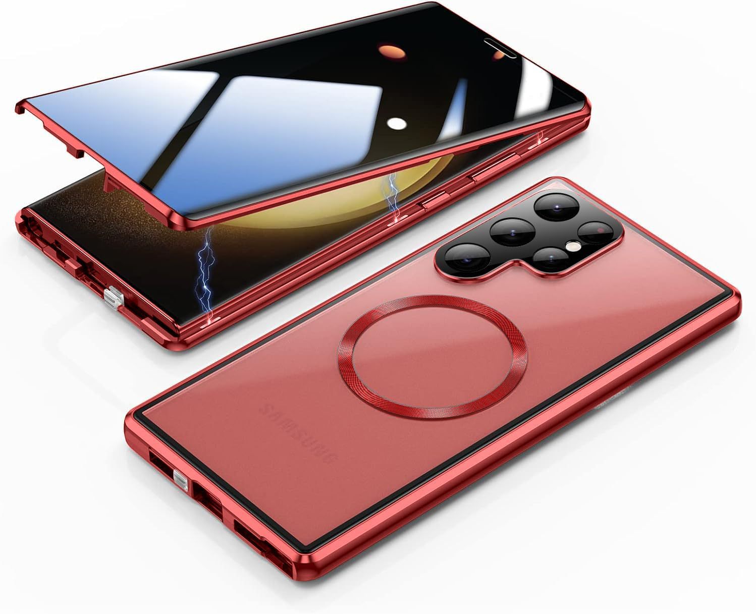 Metal Double-Sided Glass Privacy Magnetic Phone Case for Samsung Galaxy ...