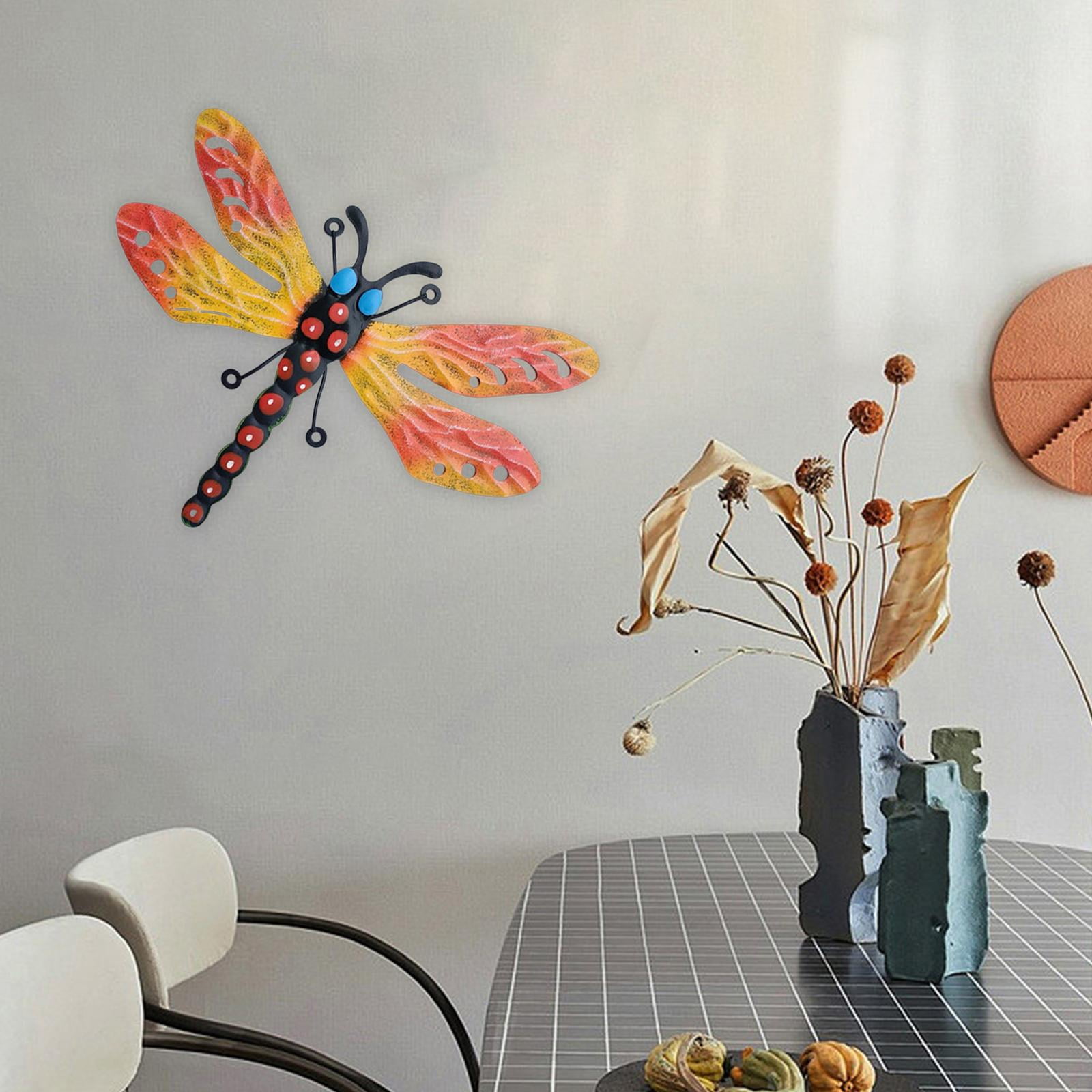 Metal Dragonfly Outdoor Wall Decor, Multicolor Hanging 3D Dragonfly ...