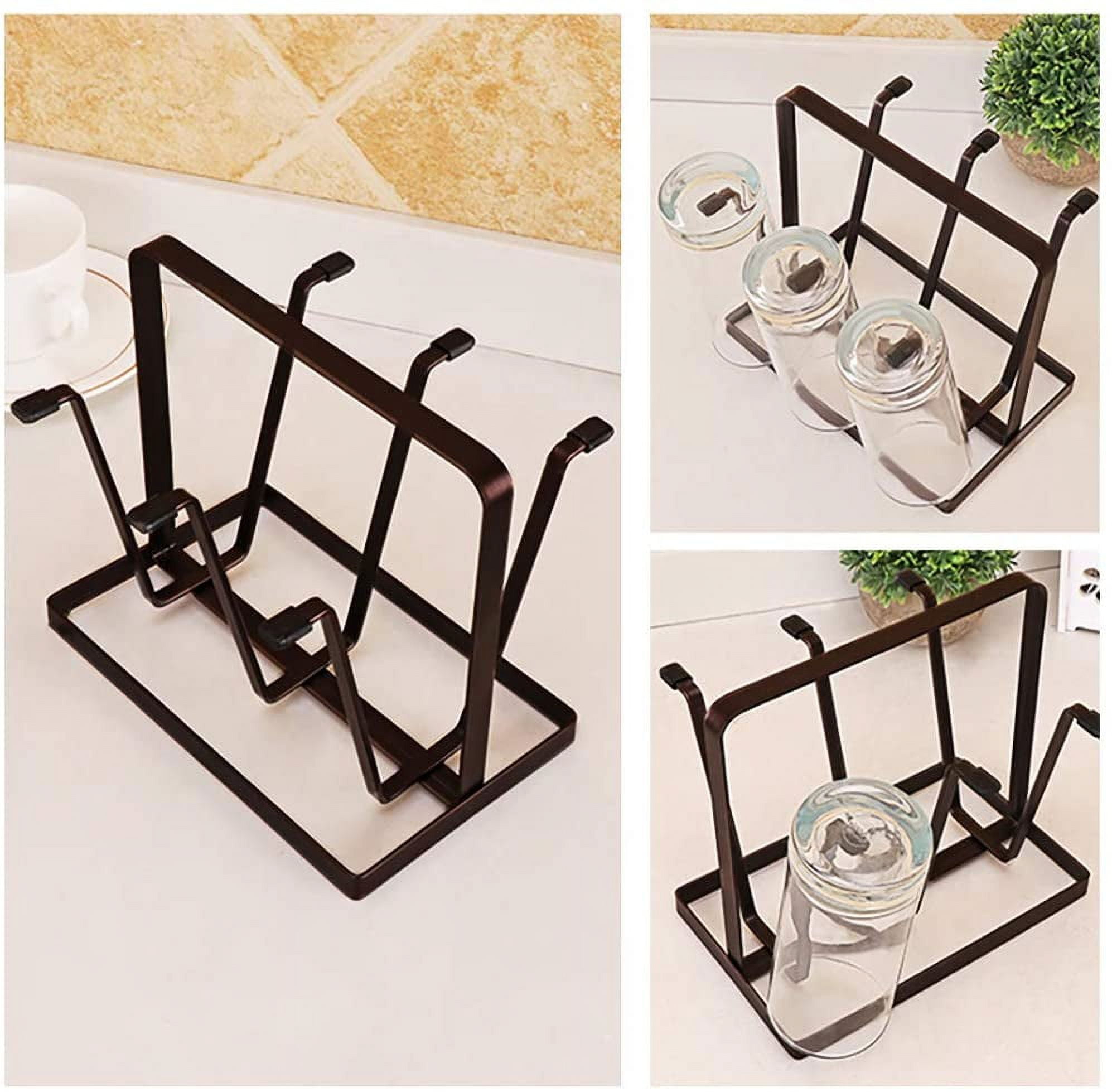 Metal Drain Rack Dish Drainer Cup Holder - Anti-Rust Beverage Holder ...