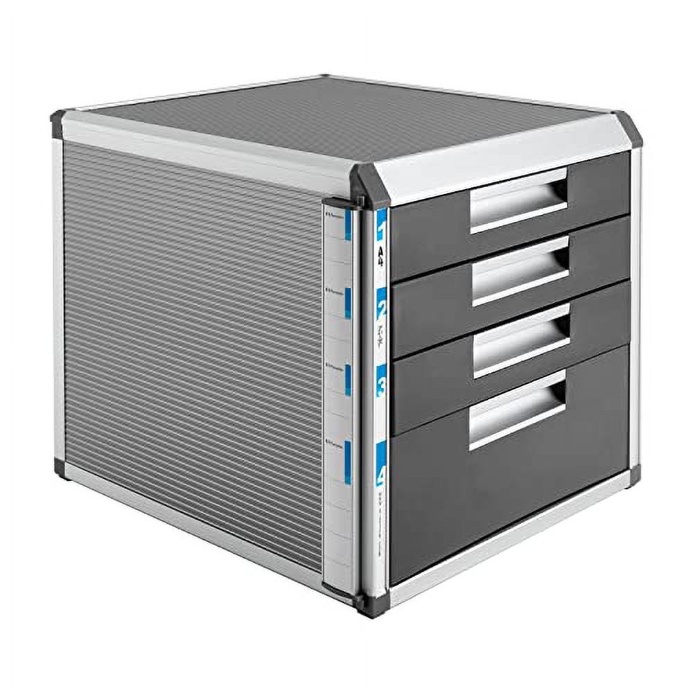Metal Drawer File Box Lockable 4 Compartments A4 Aluminium Alloy ...
